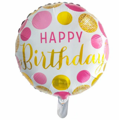 Folinis helio balionas „Rožiniai ir auksiniai taškeliai" - gintaresgeles.lt