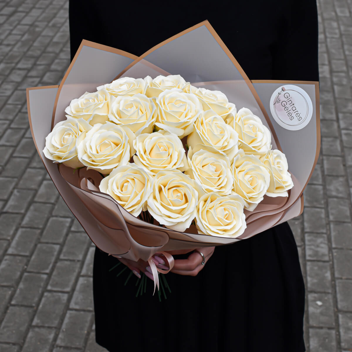 Muilo gėlės „Kreminės rožės“ | Kvepiančios muilo gėlės | Gintarės Gėlės