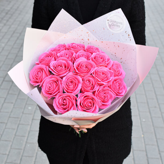 Muilo gėlės „Rožinės rožės“ | Kvepiančios muilo gėlės | Gintarės Gėlės