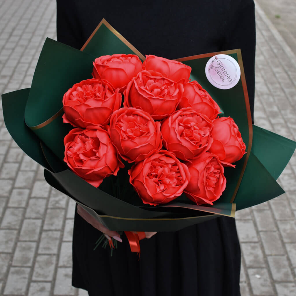 Muilo gėlės „Raudoni bijūnai“ | Kvepiančios muilo gėlės | Gintarės Gėlės