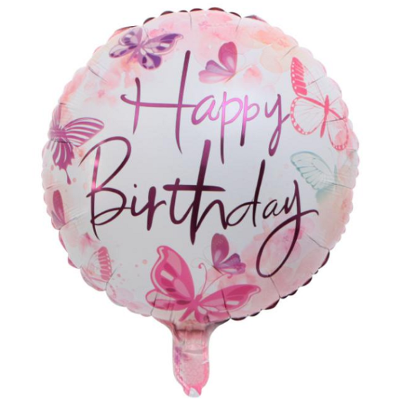 Folinis helio balionas „Rožiniai drugeliai" - gintaresgeles.lt