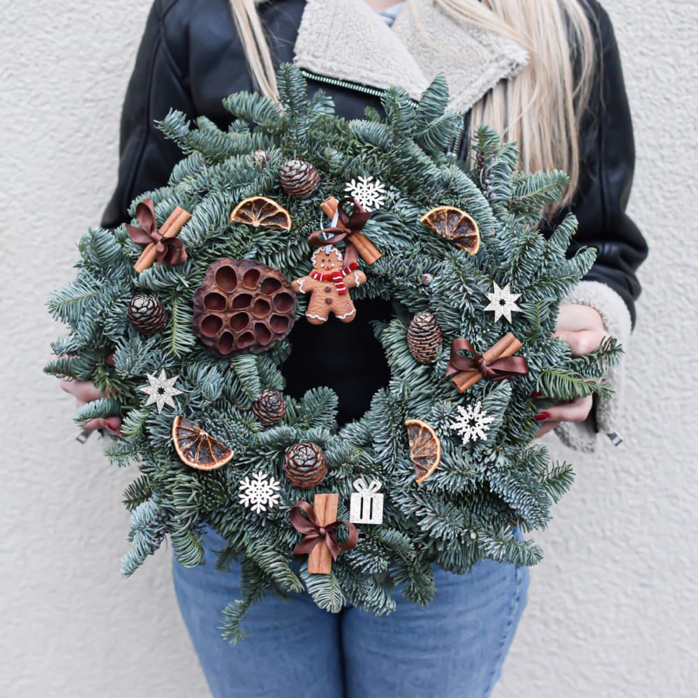 Vienpusis kalėdinis vainikas „Lotoso žiedas“ | Gintarės Gėlės